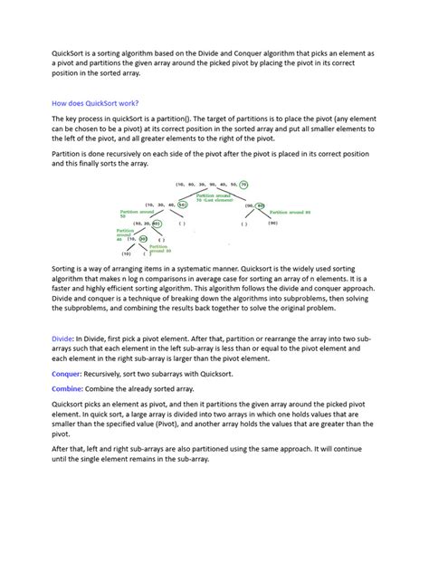 How Does Quicksort Work Conquer Combine Pdf Algorithms Computer Science