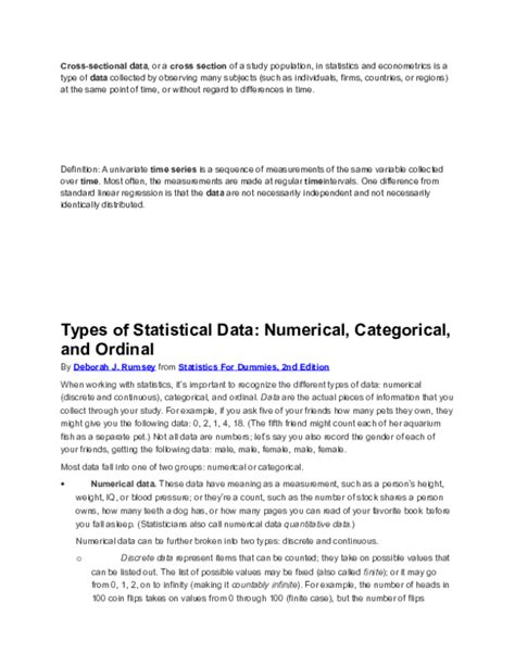 Doc Types Of Statistical Data Numerical Categorical And Ordinal