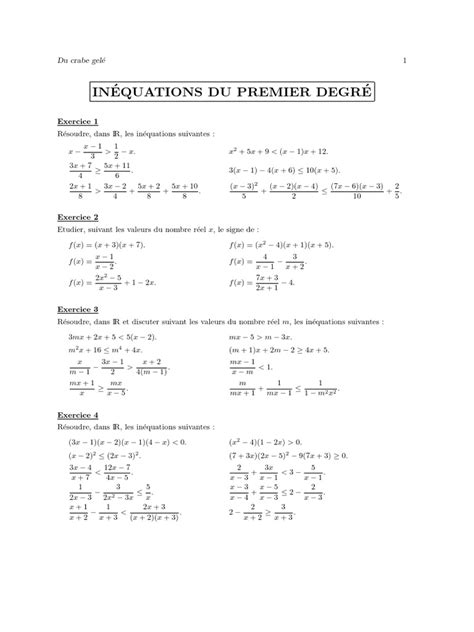 Td 05 Inequations Du Premier Degre Pdf