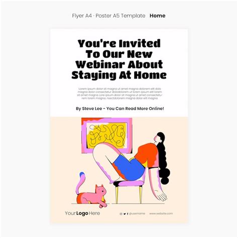 집에 머물기 수직 전단지 템플릿 무료 Psd 파일