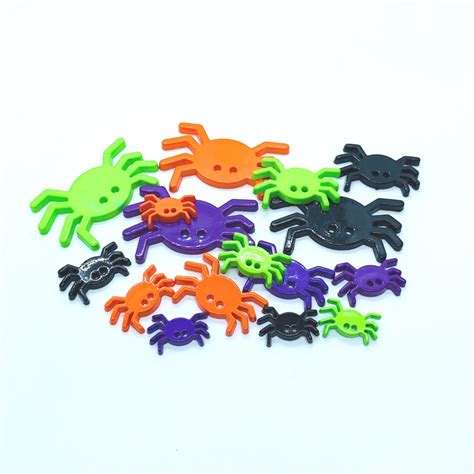 Black Spider Button Halloween Button Green Spider Orange Spider Plastic Button Craft Button