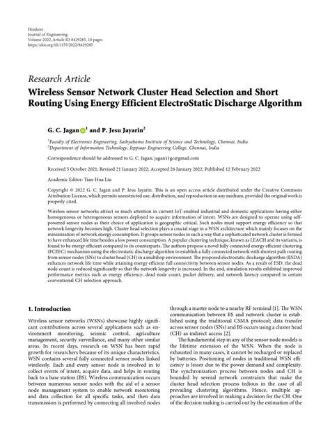 Pdf Wireless Sensor Network Cluster Head Selection And Short Routing Using Energy Efficient