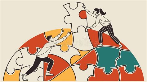 Collaborative Puzzle Solving Teamwork Vector Vector Design Generative