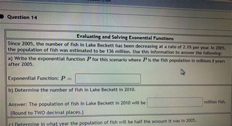 Solved Question 14 Evaluating And Solving Exonential