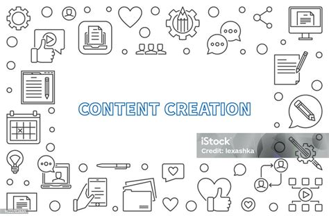 콘텐츠 제작 벡터 개념 개요 프레임 또는 일러스트 레이 션 개념에 대한 스톡 벡터 아트 및 기타 이미지 개념 개발 개선