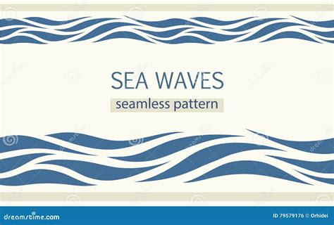 Seamless Patterns With Stylized Sea Waves Stock Vector Illustration Of Folkloric Swirl 79579176