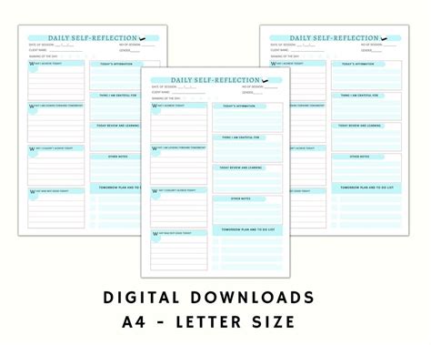 Daily Reflection Journal Printable Daily Reflection Printable Self Reflection Journal Daily