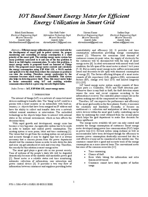Iot Based Smart Energy Meter For Efficient Energy Utilization In Smart Grid Pdf Internet Of