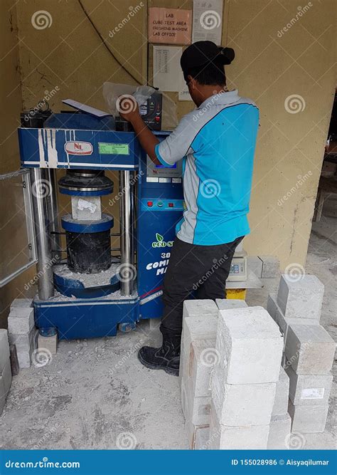Concrete Cube Strength Compression Test At The Laboratory Using Compression Machine Editorial