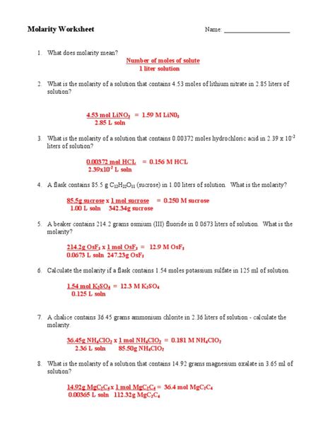 Worksheet Molarity Wksheet Key Pdf Mole Unit Sodium Worksheets Library