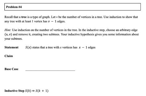 Solved Recall That A Tree Is A Type Of Graph Let V Be The Chegg Com