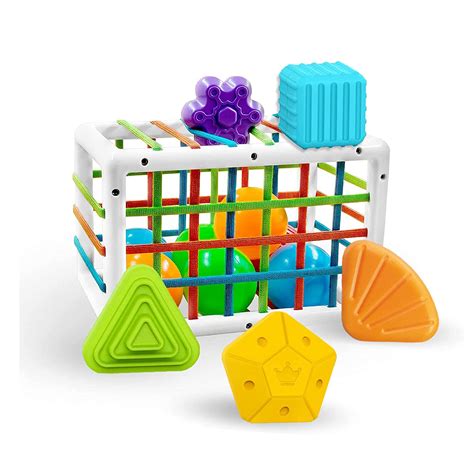 Buy Baby Shape Sorting Toy Sensory Sorting Bin With Elastic Bands Bands Colorful Shapes Sorter