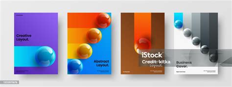 추상 회사 Id 디자인 벡터 일러스트레이션 구성 밝은 3d 구 배너 템플릿 번들 A4 용지에 대한 스톡 벡터 아트 및 기타 이미지 A4 용지 개념 개체 그룹 Istock