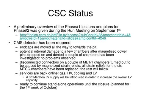 PPT CSC Status PowerPoint Presentation Free Download ID 6453838