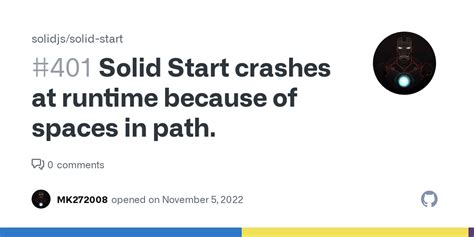 solid start crashes at runtime because of spaces in path · issue 401 · solidjs solid start