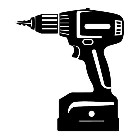 Black And White Silhouette Of A Cordless Drill Representing A Common
