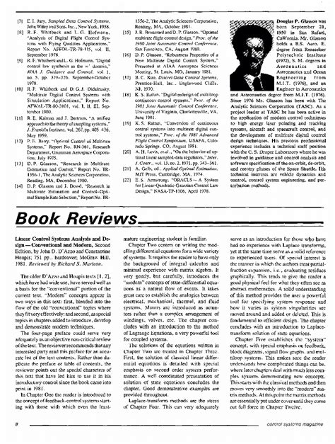 Book Reviews Linear Control Systems Analysis And Design Conventional And Modern Ieee