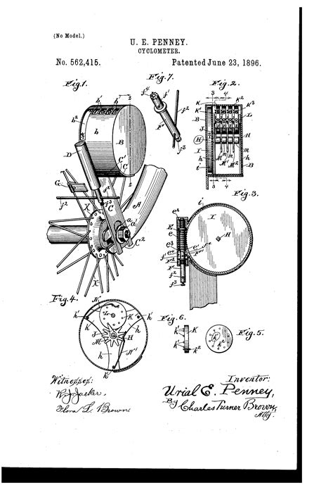 Patent Cyclometer By Urial E Penney Issued Jun 23 1896