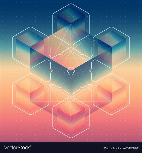 Abstract Isometric Cubes With The Reflection Vector Image