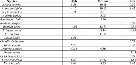 Species Wise Density Ha Of Tree In The Different Magnitude Of Human Download Scientific