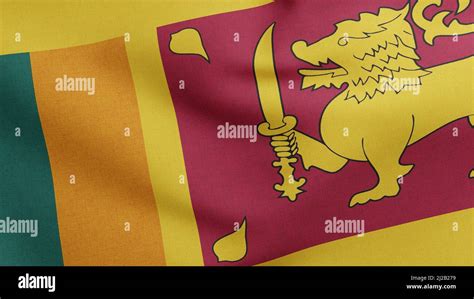 National Flag Of Sri Lanka Waving 3d Render Democratic Socialist