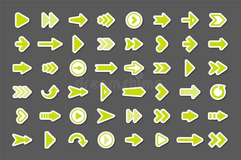 Colorful Arrow Stickers Set Green Cursor Icons Pointers Collection Simple Arrows In Different