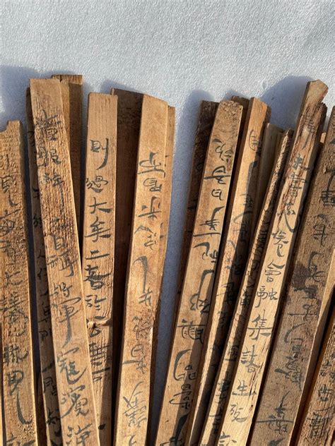 Chinese Old Bamboo Slips With Calligraphy Jiandu 59 Piece Collection