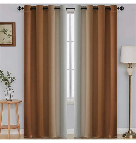 Simplehome 침실용 옴브레 암막 커튼 그라데이션 번트 오렌지에서 그레이 화이트 조명 차단 단열 그로 티몬