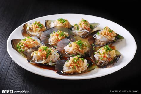 蒜蓉粉丝蒸带子摄影图 传统美食 餐饮美食 摄影图库 昵享网nipic cn