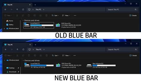 Windows 11 File Explorer Drive Blue Bar Is Now Darker Transfer Progress Bar Is Dark Green