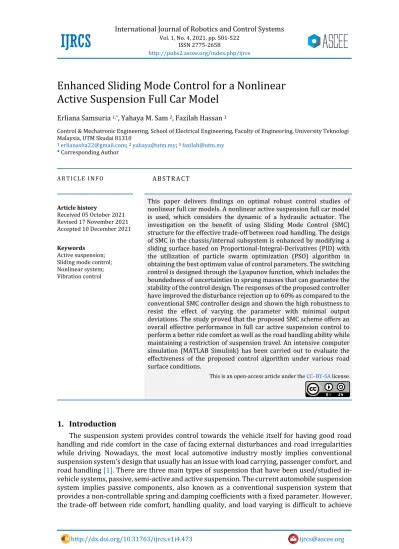 Enhanced Sliding Mode Control For A Nonlinear Active Suspension Full