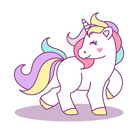 Cute Little Pink Magical Unicorn Vector Design On White Background