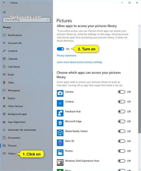 Allow Or Deny Os And Apps Access To Pictures Library In Windows 10