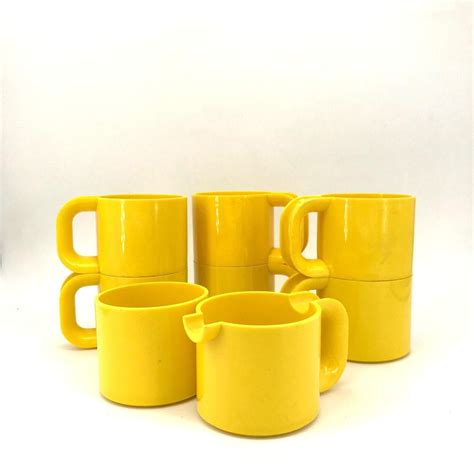 Massimo Vignelli Maxi Cups Creamer Sugar Coffee Tea Set Yellow Brain