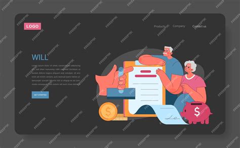Premium Vector Will Dark Or Night Mode Web Landing An Elderly Couple