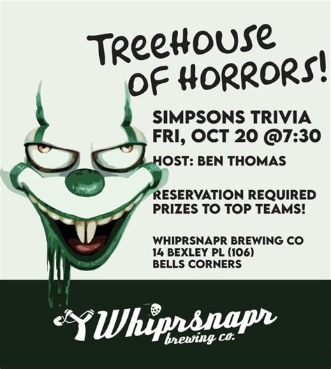 Fri Oct 20 Classic Simpsons Trivia Treehouse Of Horror Edition Whiprsnapr Brewing Co R