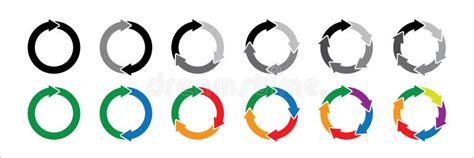 Colorful Circle Arrow Icon Set Symbol Of Reload Refresh Loading