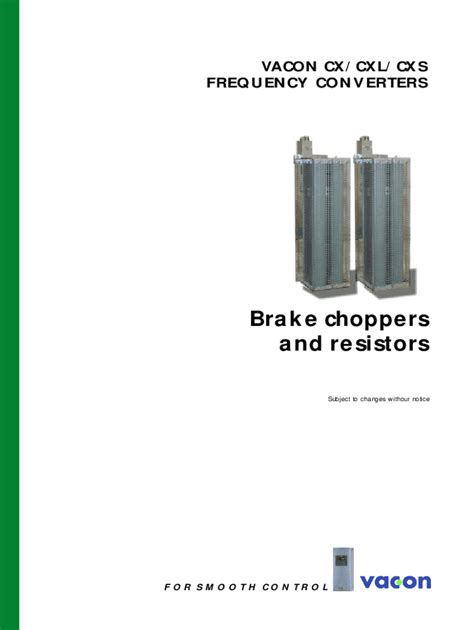 Fillable Online Vacon Cx Brake Ch And Res User Manual Ud00219b1 Fax