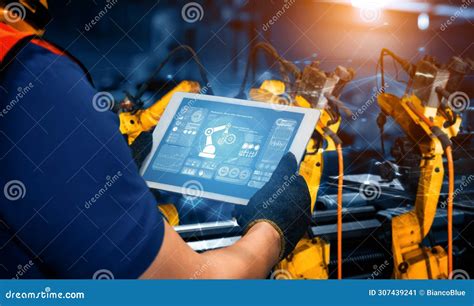 Xai Smart Industry Robot Arms For Digital Factory Production Technology Stock Image Image Of
