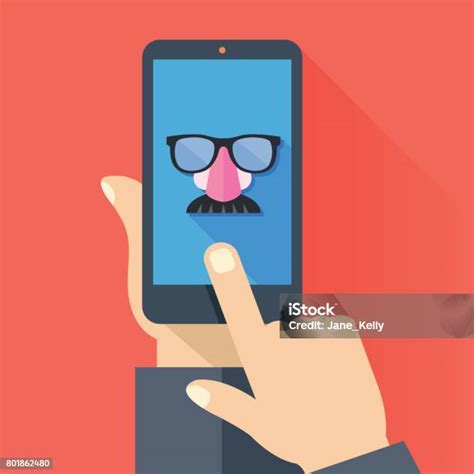 Vpn 응용 프로그램 익명 프록시입니다 손 보유 하 고 스마트폰 화면에 위장 마스크 화면을 터치 하는 손가락 인터넷 온라인 개인