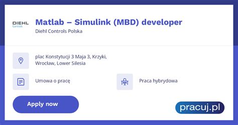Oferta Pracy Matlab Simulink Mbd Developer Diehl Controls Polska Wrocław