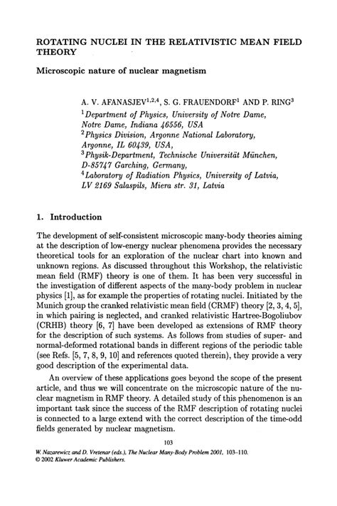 Pdf Rotating Nuclei In The Relativistic Mean Field Theory