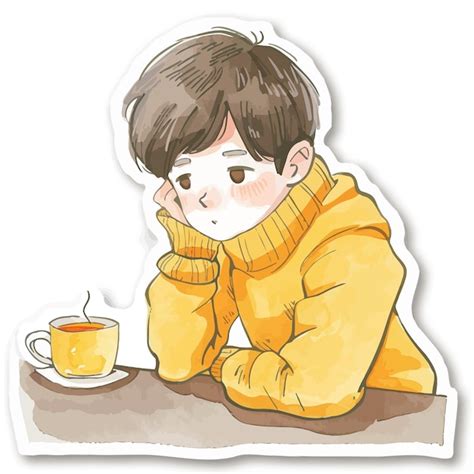 만화 소년 터 프리미엄 벡터
