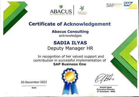 Sap B1 Certified Sadia Ilyas