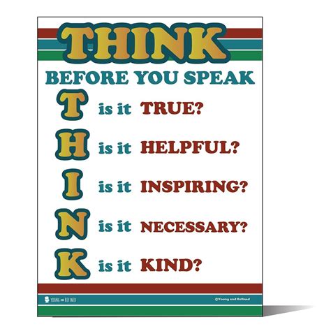 Motivational Think Before You Speak Chart Laminated Classroom Poster