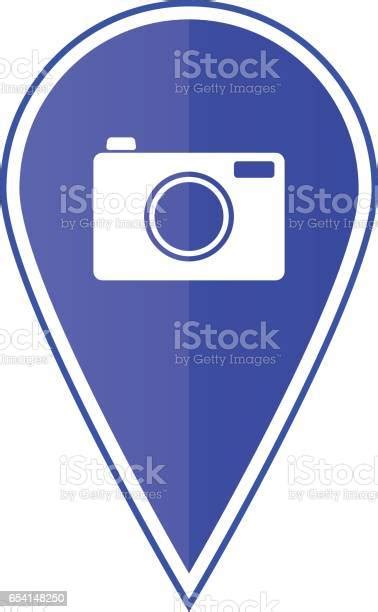 카메라와 함께 블루 지도 포인터입니다 벡터 일러스트 레이 션 가리키기에 대한 스톡 벡터 아트 및 기타 이미지 가리키기