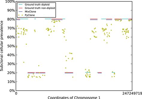 subclonal inference results by mixclone and pyclone on a simulated