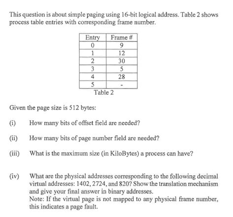 Solved This Question Is About Simple Paging Using 16 Bit