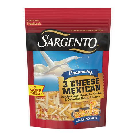 Sargento Shredded Cheese Natural 3 Cheese Mexican Traditional Cut Creamery Hero