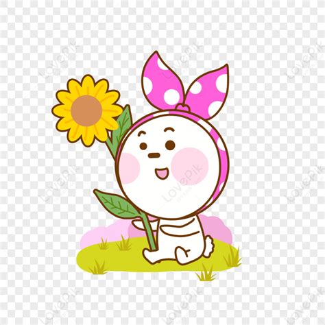 허리를 굽혀 디자인 만화 일러스트 귀여운 여자 재료푸른 하늘핑크 Png 일러스트 무료 다운로드 Lovepik